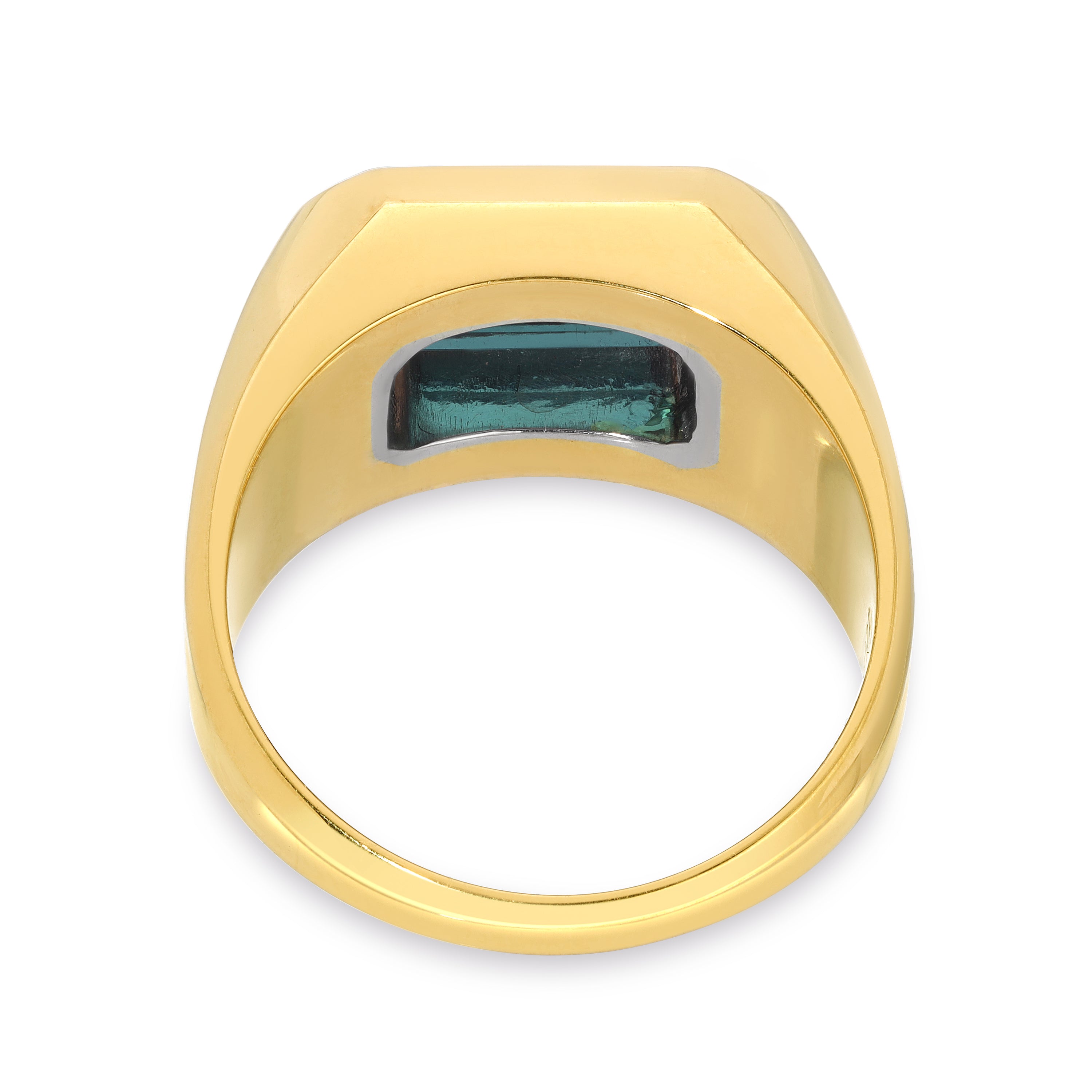 Solitaire Rectangle Ring | Green Tourmaline | Small Scale | Mixed Meta ...